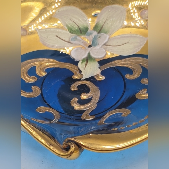 Murano | Art | Vintage Murano Glass Trinket Dish Hand Painted Cobalt ...